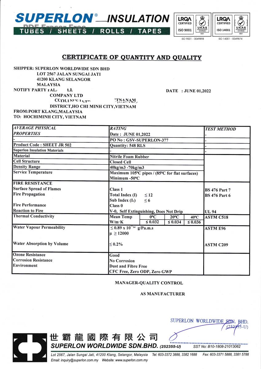 Cách nhiệt Superlon cuộn phủ keo nhập khẩu chính hãng giá tốt có COCQ